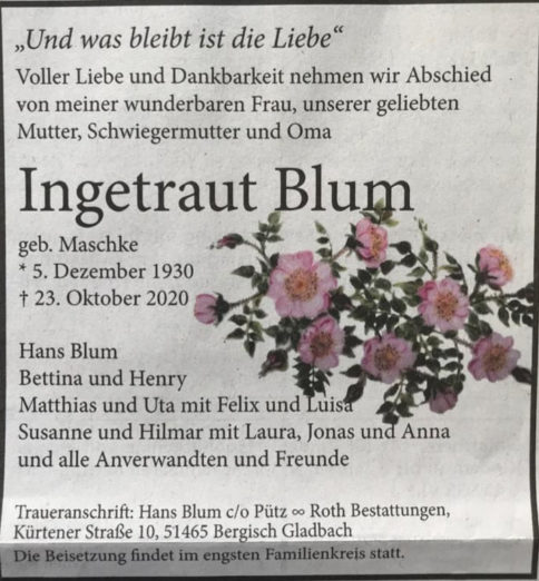 HENRY VALENTINO ((HANS BLUM)) Hans Blum trauert um seine Frau Ingetraut ...